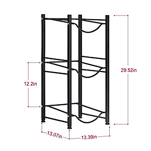 Water Bottle Storage Organizer 5 Gallon Water Bottle Jug Holder Rack, 3-Tier Stackable Water Dispenser Stand for Office Kitchen Lobby Foyer, Black