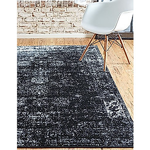 Unique Loom Sofia Collection Area Rug - Casino (5' 1" x 8' Rectangle, Black/ Ivory)