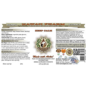 HawaiiPharm Keep Calm, Veterinary Natural Alcohol-Free Liquid Extract, Pet Herbal Supplement 2 oz