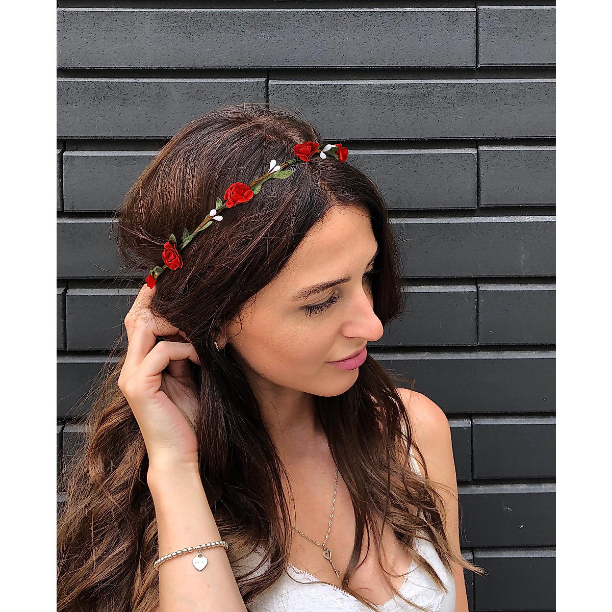 WOVOWOVO 10 Packs Flower Crown for Women, Bohemian Floral Girl Headpieces, Flower Headbands Hair Accessories for Fairy Birthday Party Decorations