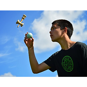 Sweets Kendamas Radar Boost Kendama - Updated with Natty Engraving, Improves Hand Eye Coordination, Reflexes, Perfect for Beginners, Extra String Accessory Quick Start Bundle (Rubberwood)