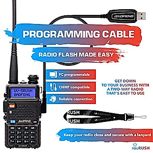 youRUSH UV-5RUSH Iron Advanced BAOFENG UV-5R 8W Tri-power Dual Band Two-Way Radio VHF UHF with Extended BL-5 2800mAh Battery CHIRP Programmable Handheld Radio Baofeng