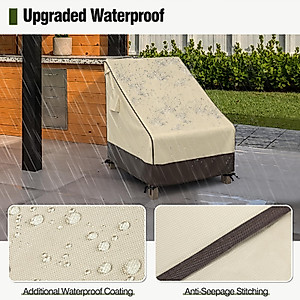 MR. COVER Patio Adirondack Chair Covers Waterproof, Outdoor Chair Covers for Rocking & Adirondack Chairs, Fits up to 33"W x 40"D x 35"H, Moisture-proof & UV-protection, Brown & Khaki