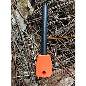 FOSTAR 3 PCS Tactical Ferro (Ferrocerium) Rods, Bushcraft Flint Fire Starter with Easy Grip Handle, 5/16 Inch Thick Waterproof Fire Steel Magnesium Camping Tool Kit (Orange)