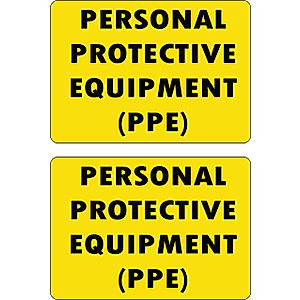 PPE Sticker Pair (5x7) Decals Black Printed on Yellow Personal Protective Equipment