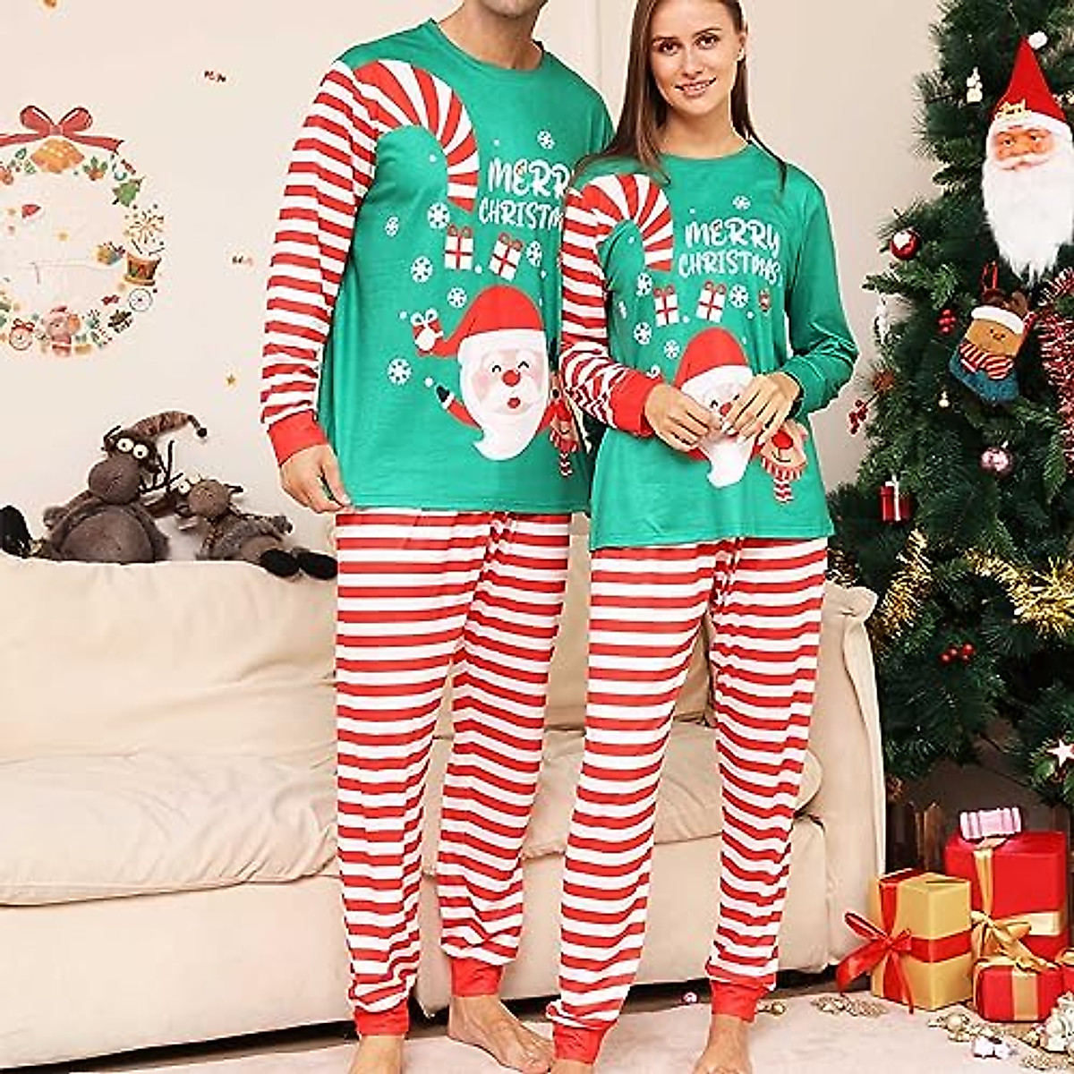 2023 Fashion Matching Family Pajamas Sets Christmas PJs for Family Matching Holiday Xmas Home Pajamas Sleepwear Sets