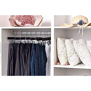 Quality Hangers Wooden Pants Hangers - 20-Pack Swivel Hook Cloth Hanger Set - Lotus Wood Skirt, Pant, Shorts and Slack Hangers with Adjustable Clip – Mahogany Clothing Hanger (Mahogany, 20)