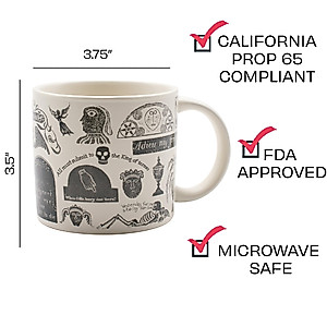 The Unemployed Philosophers Guild Memento Mori Coffee Mug - Features Classic Images Taken from Burial Monument Carvings, Comes in a Gift Box, 14 oz