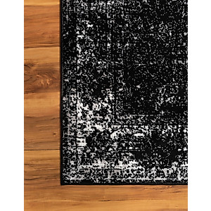 Rugs.com Monte Carlo Collection Rug – 8' x 10' Black Medium Rug Perfect for Living Rooms, Large Dining Rooms, Open Floorplans