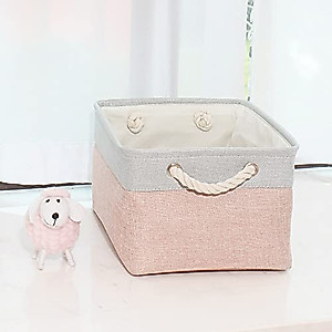 Yimi's Dream Foldable Storage Basket, [3-Pack] Storage Bin for Gifts Empty, Fabric Storage Baskets for Shelves with Handles, Pink Storage Bins for Organization (GlacierGrey & Pink, 15Lx11Wx8H inch)