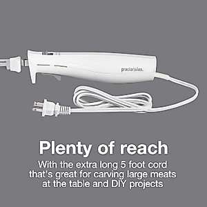 Proctor Silex Easy Slice Electric Knife for Carving Meats, Poultry, Bread, Crafting Foam and More, Lightweight with Contoured Grip, White, (74312)