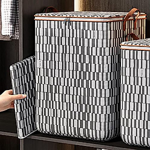 Gralara Clothes Storage Bag Box Tote with Lid Large Capacity Space Saver Clothes Storage Bin Organizer Container for Traveling Vacation Comforters, 180L 50x50x70cm