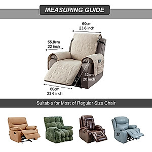100% Waterproof Recliner Chair Cover, Recliner Chair Covers for Reclining Chair, Non-Slip Fabric Recliner Couch Cover for Living Room, for Pets Kids Protector, Washable (Beige, 23"Recliner Chair)