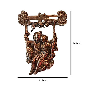 APKAMART Radha Krishna Jhula Wall Hanging -14.5 Inch Height - Metal Wall Showpiece For Wall Decor, Room Decor, Home Decor And Gifts