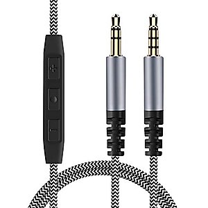 LANMU 3.5mm Audio Cable Aux Cord Compatible with Skullcandy Crusher, Hesh 3, Hesh 2, Hesh, Venue, Grind Headphones,Male to Male Headphone Wire Stereo Cable with Mic & Volume-4.6ft