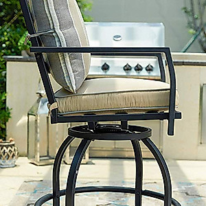 PatioFestival Swivel Bar Stools Patio Height Bistro Chairs Set of 2 PCS Outdoor Conversation Sectional with Armrest,All Weather Steel Frame(2 Chairs)