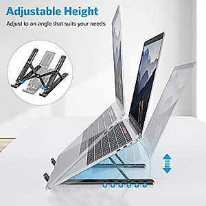OMOTON Laptop Stand, Adjustable Laptop Stand for Desk, Portable Foldable Laptop Holder, Aluminum Laptop Cradle, Compatible MacBook Air, MacBook Pro, HP, Dell, Lenovo More (Up to 16 inch) (Black)