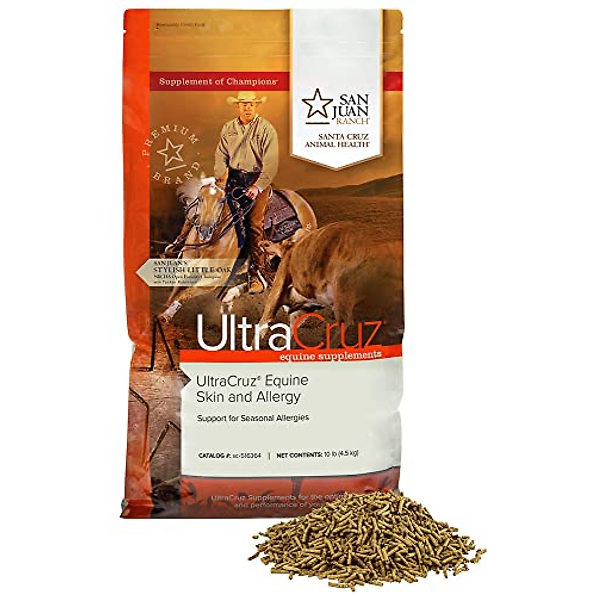 UltraCruz Equine Skin and Allergy Supplement for Horses, 10 lb, Pellet (80 Day Supply)