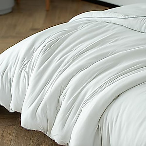 KASENTEX Jersey Knit California King Comforter Set, Noiseless Duvet Insert 3 Piece Solid Breathable, 2 Pillow Shams, 96 by 106 Inches, Lightweight California King Size, White