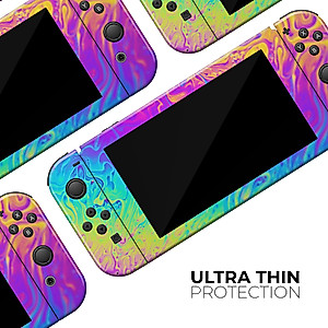 Design Skinz Compatible with Nintendo Switch Console Bundle Skin Decal Protective Scratch-Resistant Removable Vinyl Wrap Cover - Neon Color Fushion V2