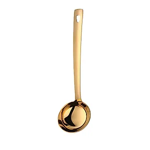 Gold Soup Ladle, BuyGo Large Serving Soup Spoon Stainless Steel Long Handle Soup Pan Ladle for Cooking, Stirring, Dishwasher Safe, 11.81 inches