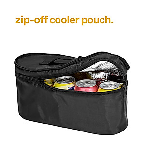 Larktale Universal Stroller Organizer | 2-in-1 Stroller Handlebar Console with Two Insulated Cup Holders, Multiple Storage Pockets, Phone Holder, Removable Shoulder Strap and Zippered Clutch | Removable Cooler Pouch for Transporting Baby's Food, Drinks, a