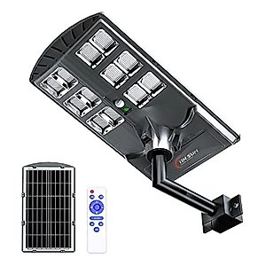 600W Solar Street Lights Outdoor,Solar Security Flood Lights 42000lumens 6500K Dusk to Dawn Without Motion Sensor IP66 Waterproof for Parking Lot,Stadium,Garden,Yard,Basketball Court,Barn