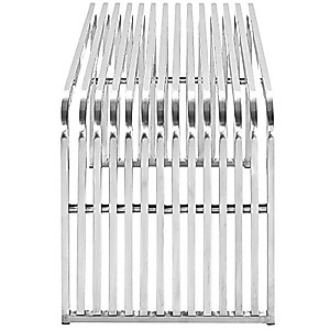 Modway Pipe Contemporary Modern Stainless Steel Metal Bench, 47"