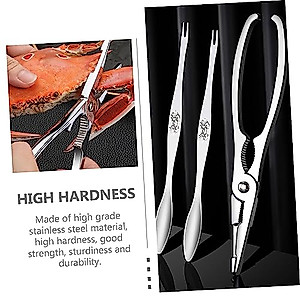 DOITOOL 3pcs Crab Eating Tool Household Tool Set Stainless Steel Forks Oyster Crackers Crab Crackers Nut Crackers Seafood Opener Tools Crab Leg Clamp Efficient Crab Tong Crab Leg Crackers