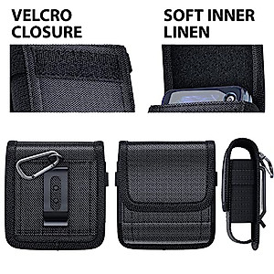 Meilib Holster for Galaxy Z Flip, Flip 3, Flip 4, 5G, Motorola Razr, Cell Phone Belt Holder Case with Belt Clip Pouch Cover (Fits All Samsung Z Flip Phones with Spigen, Otterbox Commuter Case on)