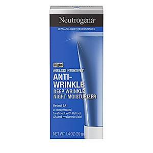Neutrogena Ageless Intensives Anti-Wrinkle Retinol Cream with Hyaluronic Acid - Night Moisturizer Cream with Retinol, Vitamin E, Glycerin, Hyaluronic Acid, and Shea Butter, 1.4 oz