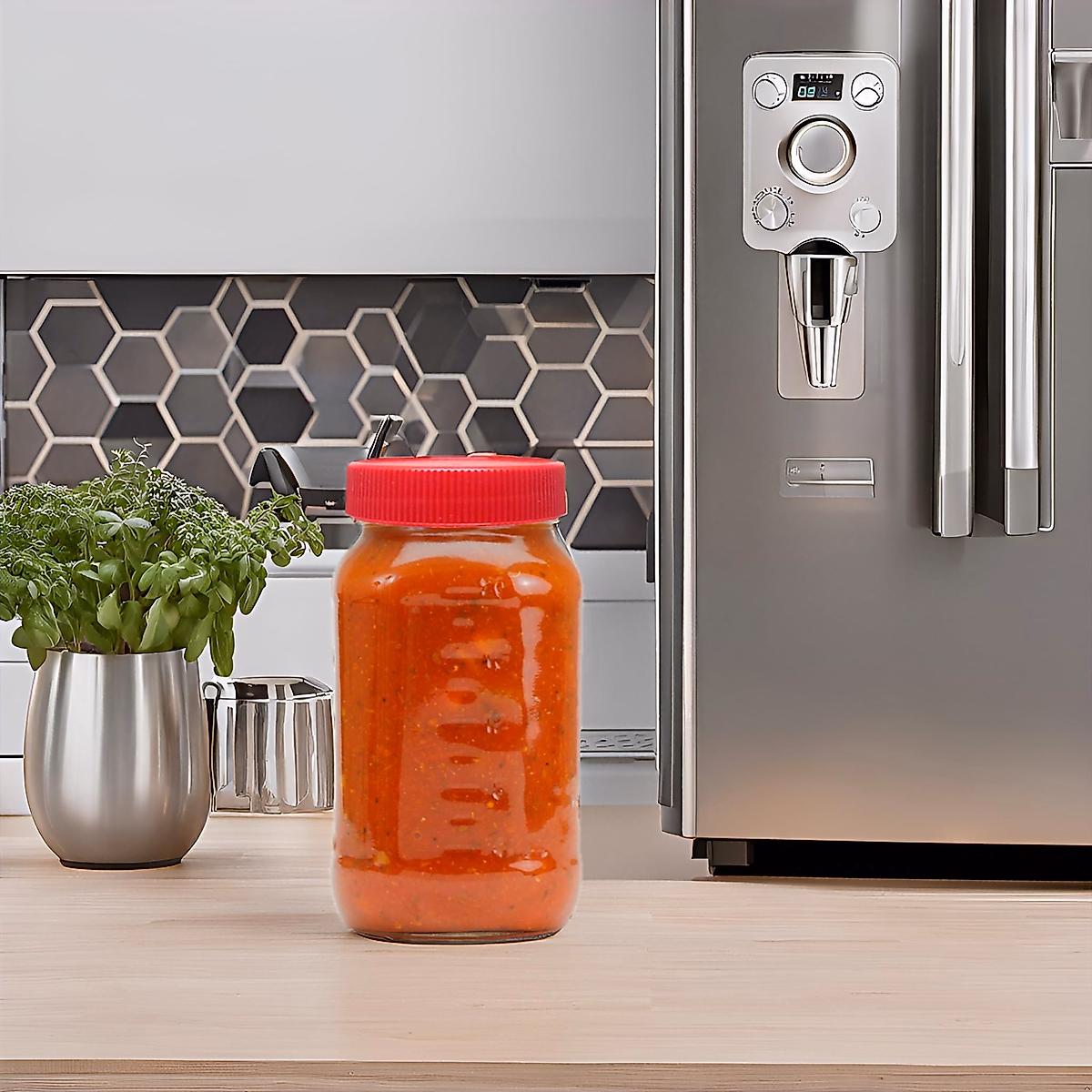 JARMING COLLECTIONS Glass Regular Mouth 24 oz Mason Jars with Lids & Bands - BPA Free Plastic Storage Lids - Made in USA - 24oz Mason Jars Regular Mouth 24 oz with Lids - Set of 2