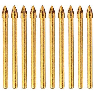 10Pcs 5mm Tungsten Tile Carbide Drill Bit Set Glass Ceramic Cross Spear Head Drill Bit