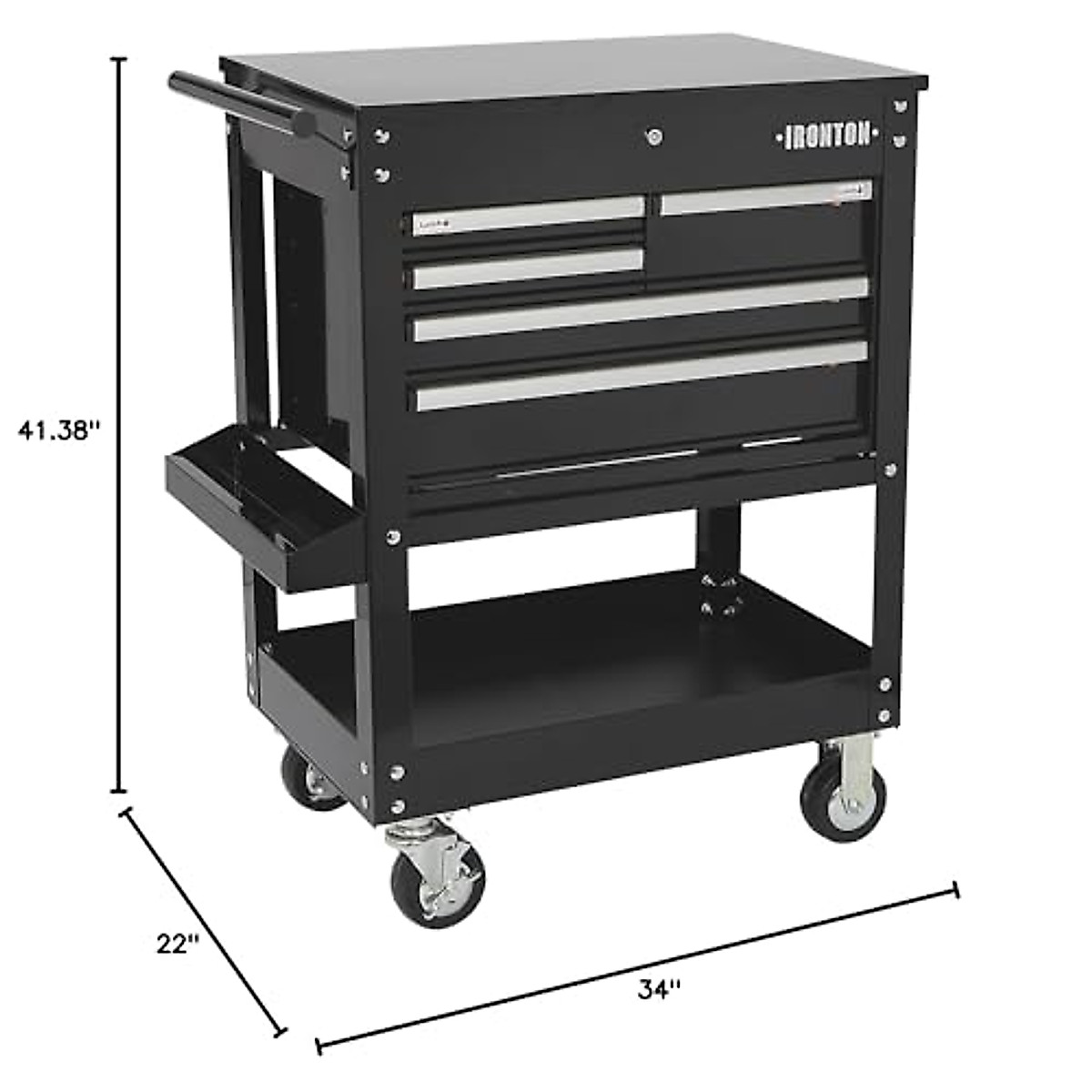 Ironton 30in. 5-Drawer Mechanic's Tool Cart - 33-7/8in.L x 17-5/8in.W x 39-1/8in.H, 700-Lb. Capacity