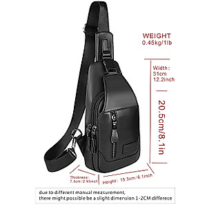 Leather Sling Bag Purse Chest Shoulder Backpack,Crossbody Bags for Men Outdoors
