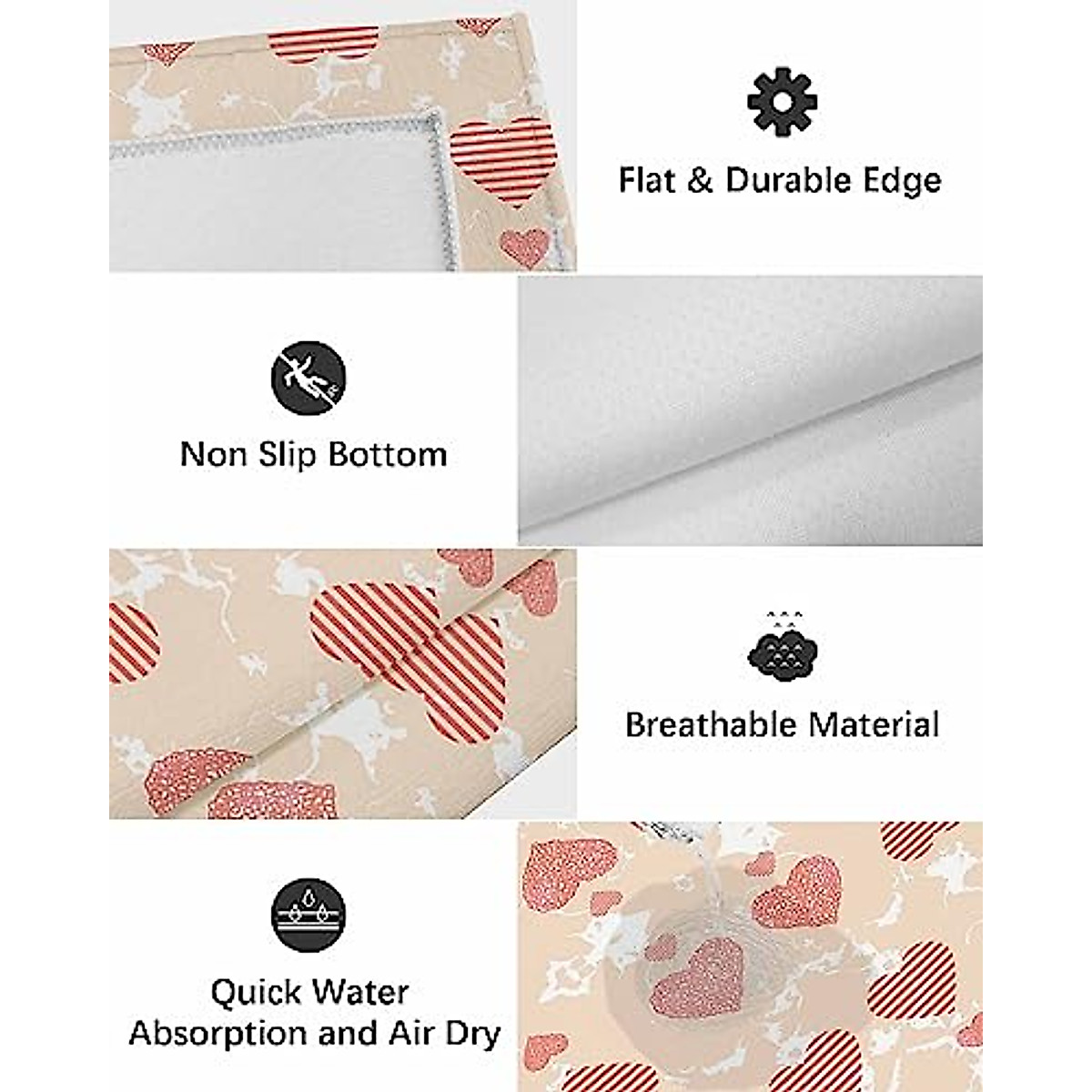 JasmineM Pink Heart Pattern Outdoor Rug Mats, Waterproof Outdoor Plastic Straw Rug 4'x6' for Patio, Thanksgiving Indoor Outdoor Area Rug for Front Door, Deck, Picnic, Porch, Balcony