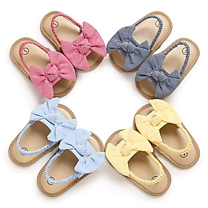 COSANKIM Infant Baby Girls Summer Sandals with Flower Soft Sole Newborn Toddler First Walker Crib Dress Shoes(6-12 months infant 13 Jeans)