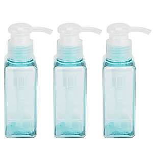 FIYO 100ML 3Pcs Plastic Bottles with Pump Dispenser, Liquid Soap Bottle Lotion Container Portable Travel Empty Shampoo Pump Bottles for Home Travel Use(Blue)