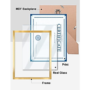 Annecy 8.5x11 Picture Frames (4 Pack, Gold), Composite Wood Photo Frame 8.5x11 for Wall or Table Display, Classic Simple Home Office Decor