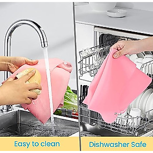 Silicone Slow Cooker Liners Fits for 6-8 Quarts Crockpot,Reusable Silicone Cooking Bags Liners,Dishwasher Safe/Easy Clean/Leakproof/Slow Cooker Accessories for Oval Or Round Cooker (pink+yellow,7-8QT)