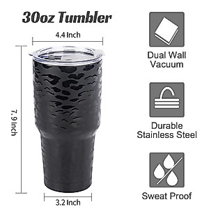 artlion 30 oz Tumbler Insulated Tumbler with Straw Metal Tumblers Cup with Straws and Lid for Cold Hot Drinks (Black leopard)