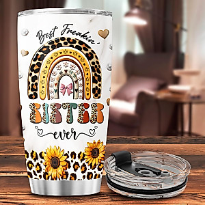 HUBUPU Cups Sisters Soul Tumblers From, Tumbler 20 Oz With Lid And Straw, Sister Gifts, Best Freakin Sister