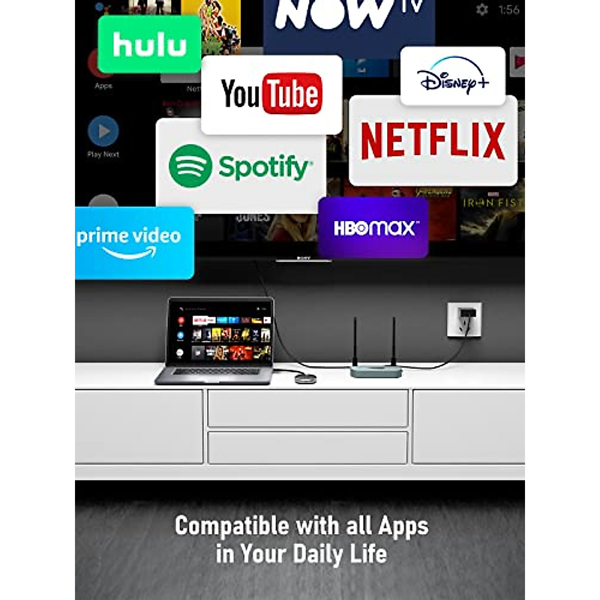 Wireless HDMI Transmitter and Receiver, YEHUA Wireless Video Transmitter, Wireless HDMI Extender Suitable for Netflix, Meeting Streaming to HDTV/Projector/Monitor
