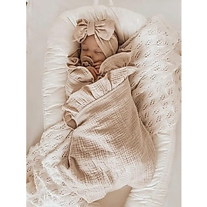 COCOAbi Baby Blanket in Baby's Breath White | 100% Cotton Muslin | Naturally Soft for Babies | Boho Colors & Pattern | Gentle Muslin Blanket | Eco-Friendly Material | Beautiful Baby Gift | 47” x 47”