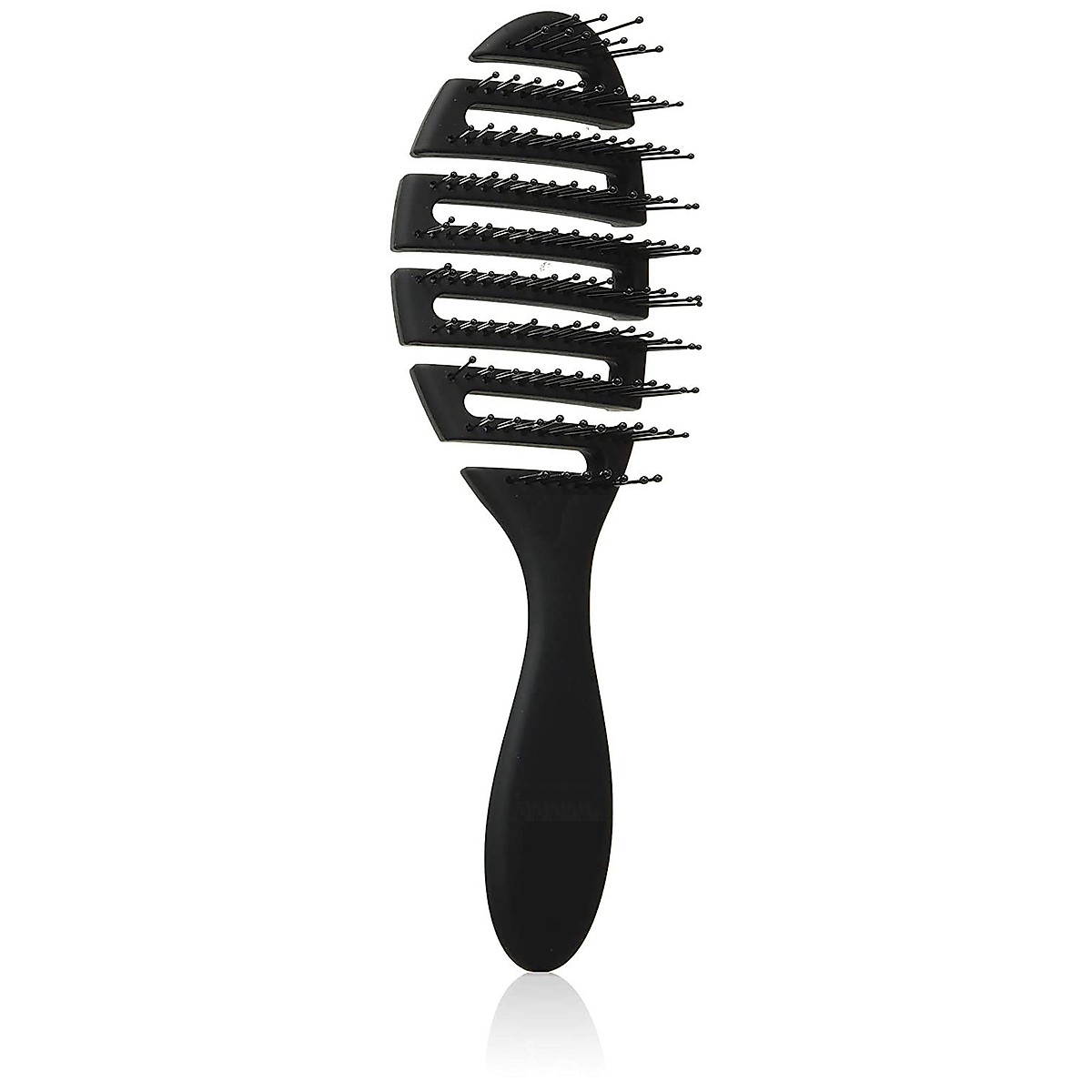 Speed Dry Hair Brush Soft Bristles Flexible Curved and Vented Hair Detangler Brush for Women, Men, Kids - Professional Hair Volumizer Brushes (Black)
