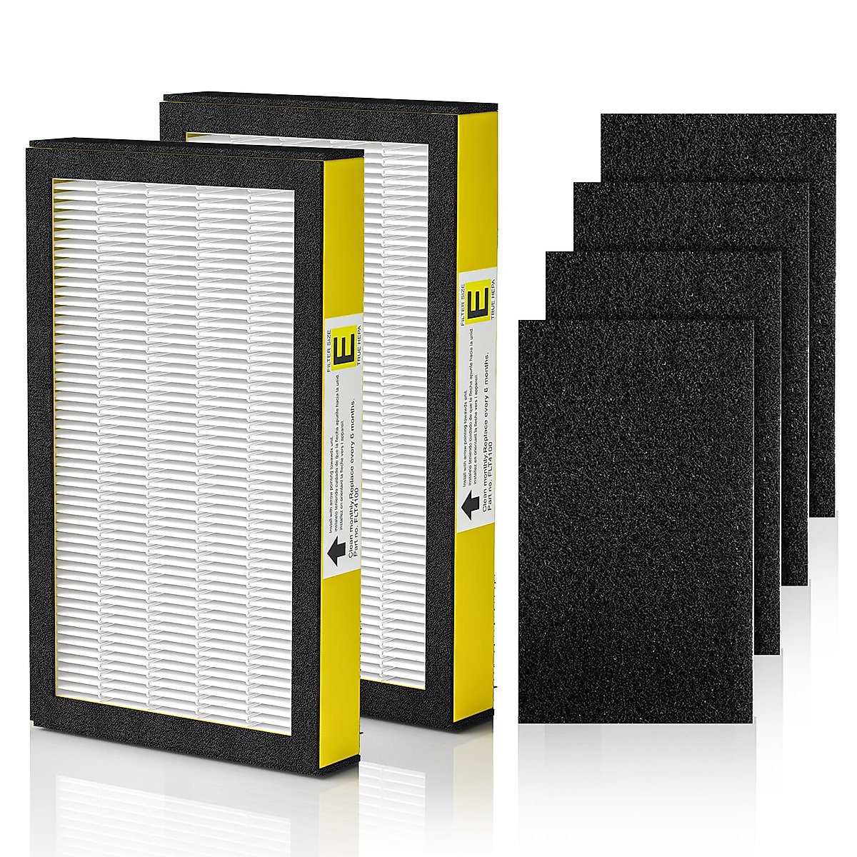 FLT4100 Replacement Filter E for AC4100, AC4100CA, AC4150BL, AC4150PCA, AC4150P Technologies Models, 2 x Hepa Filter + 4 x Activated Carbon Pre-Filter