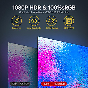 cocopar Portable Monitor - Upgraded 17.3 Inch 1080P FHD IPS HDR 100% sRGB FreeSync USB-C Gaming Monitor with Type-C Mini HDMI for Xbox PS4 Laptop PC Mac Surface, VESA mountable