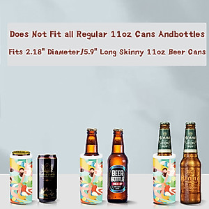 Ninth DIY Transfer Sublimation Blanks Can - 11 oz Stainless Steel Beer Can Insulated Cooler Beer Holder Sublimation Skinny Blanks Can with Splashproof Lid, Non-slip silicone Base