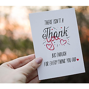 TRIDECOR Thank you Card with Envelope, Simple Cute Single Thankful Card, Grateful Gratitude Card - Folded 5"x7" Card for Him, Her, Teacher, Boss, Doctor, Mom, Dad, Coworker, Bridesmaids, Groomsmen