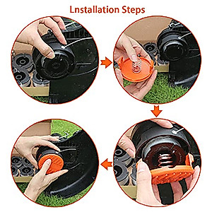 Cilivo RC-100-P Replacement Spool Cover for Black & Decker AF-100 GH900 GD600 GH610 String Trimmer，6-Pack(3 Cap+3 Spring)